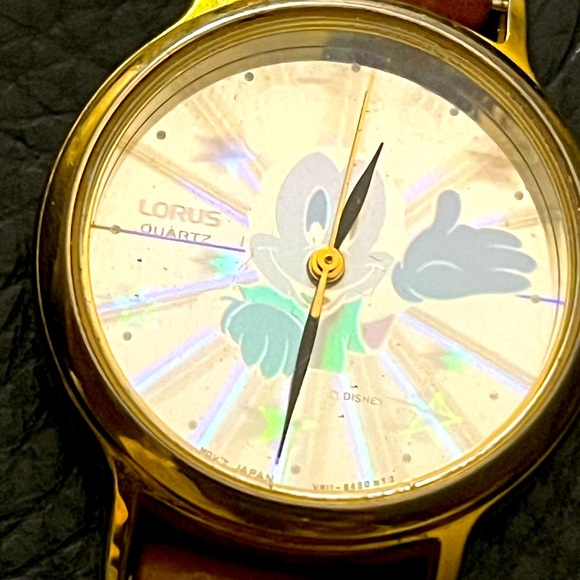Accessories | Mickey Mouse Lorus Watch Leather Band Vintage Holographic ...